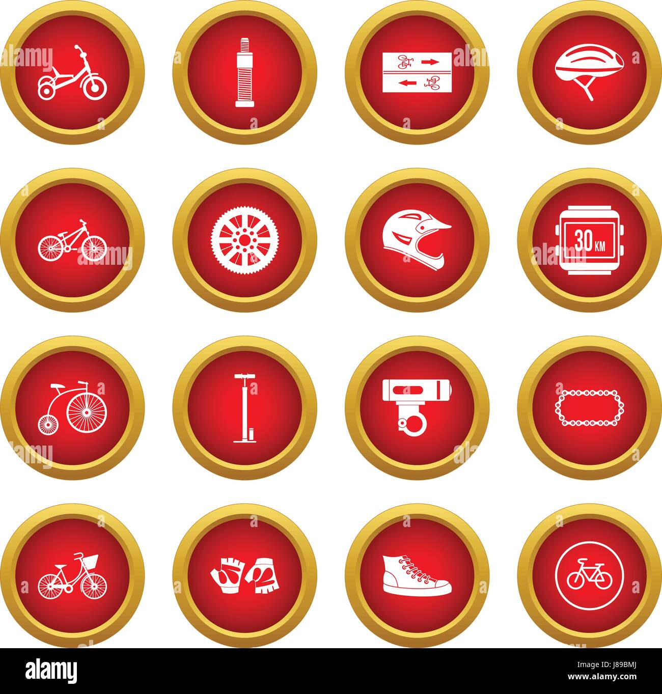 Biking icon red circle set Stock Vector Image & Art - Alamy