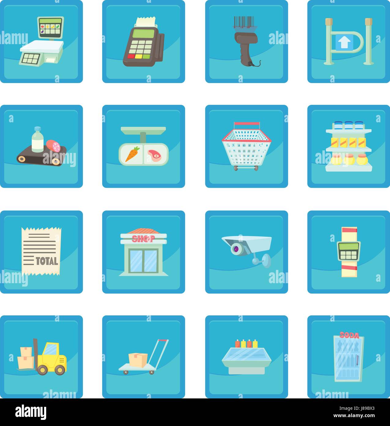 Supermarket items icon blue app Stock Vector Image & Art - Alamy