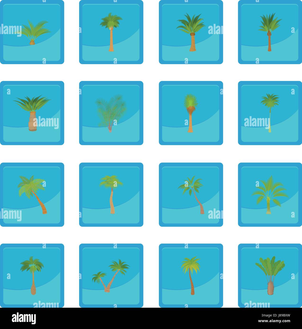 Different palm trees icon blue app Stock Vector Image & Art - Alamy