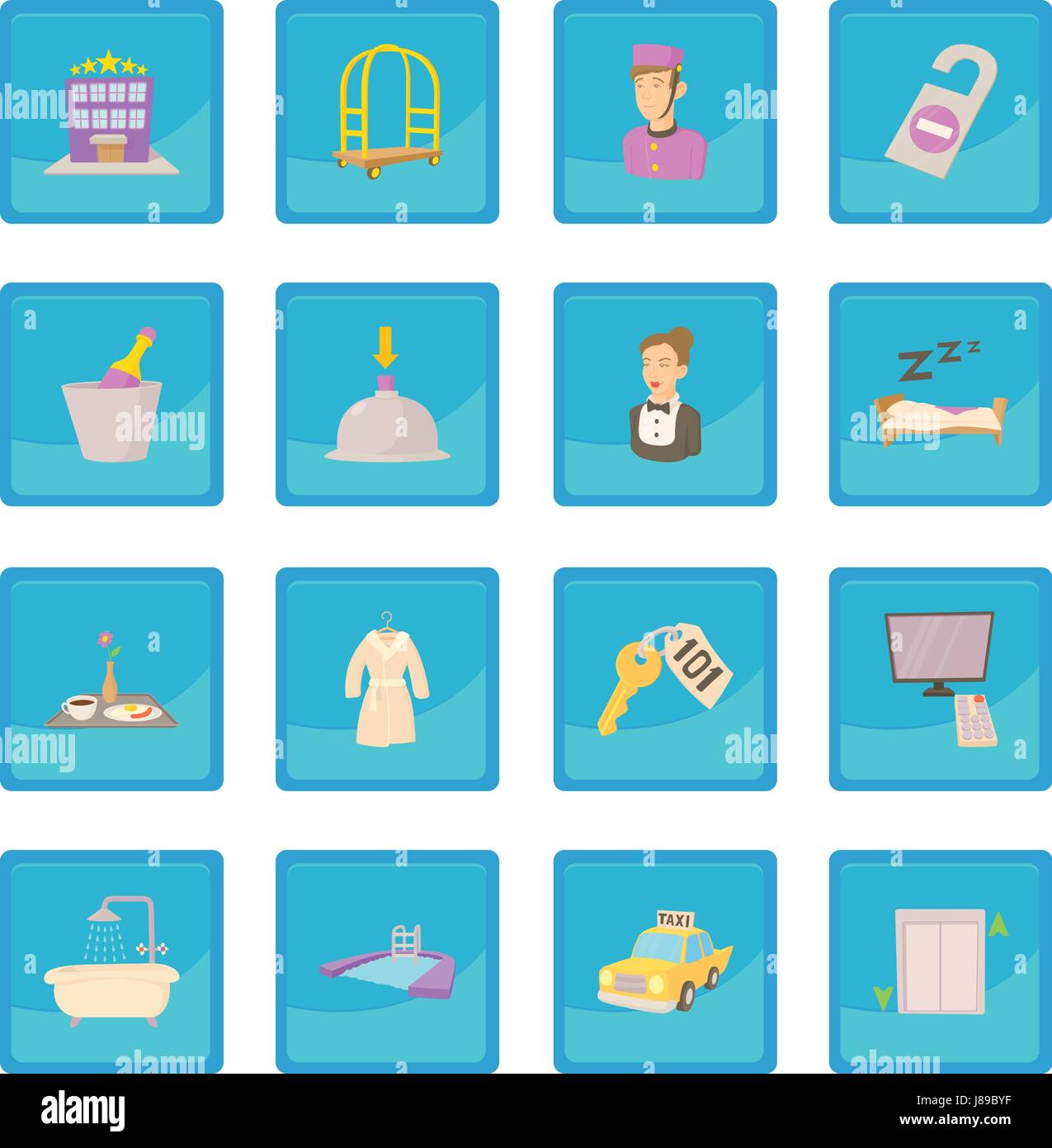 Hotel items set, cartoon style Stock Vector Image & Art - Alamy