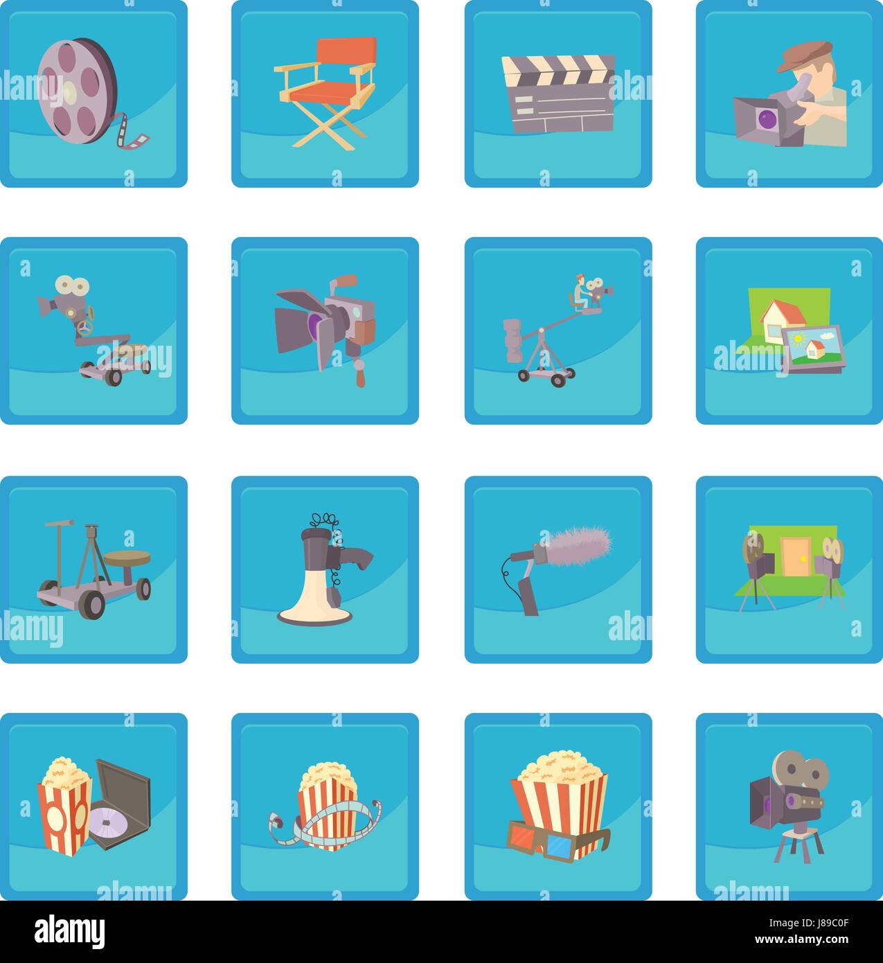 Movie cinema symbols icon blue app Stock Vector Image & Art - Alamy