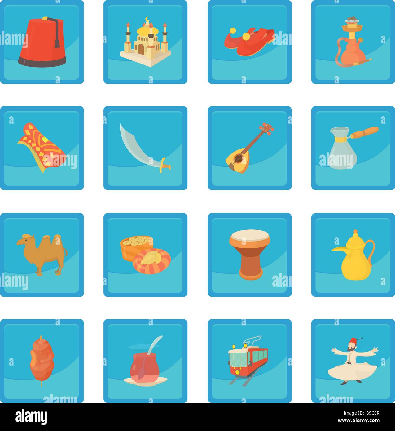 Turkey travel symbols icon blue app Stock Vector Image & Art - Alamy