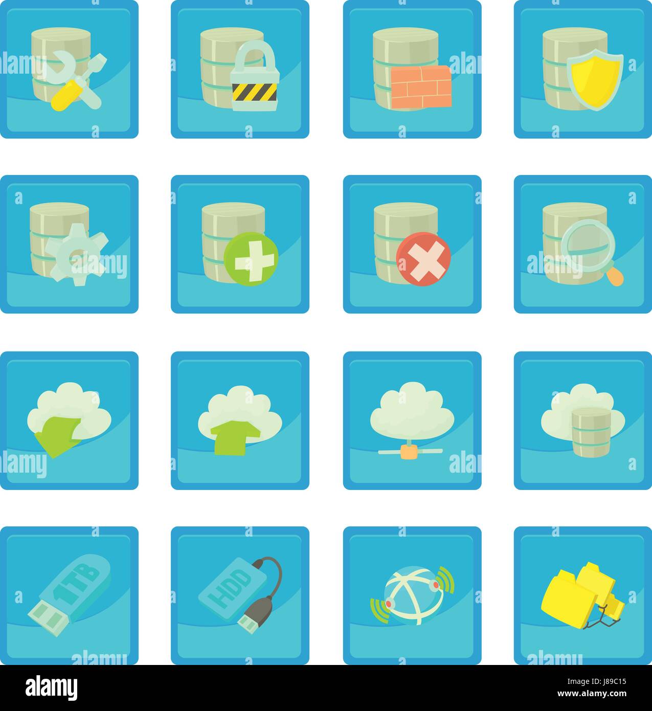 Database symbols icon blue app Stock Vector Image & Art - Alamy