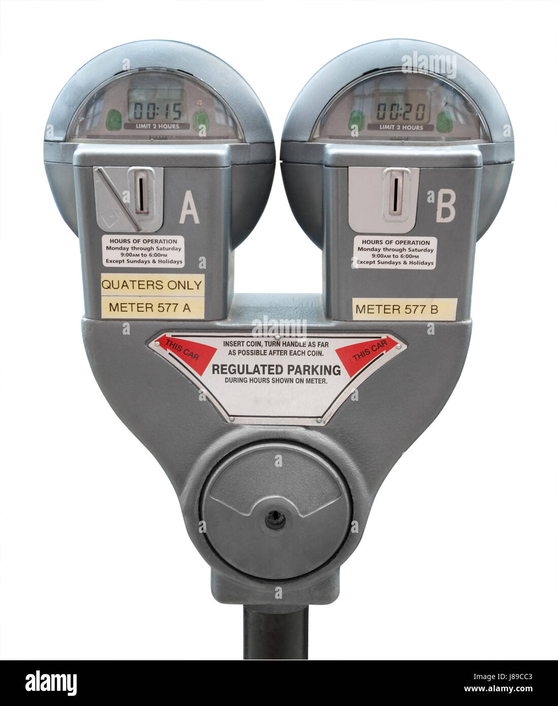 isolated, coin, meter, dial gauge, parking, timer, regulation, object ...