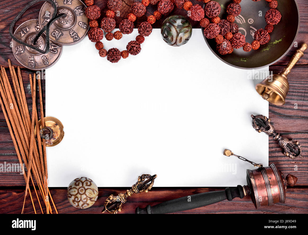 Tibetan musical instruments for meditation and relaxation, empty space ...