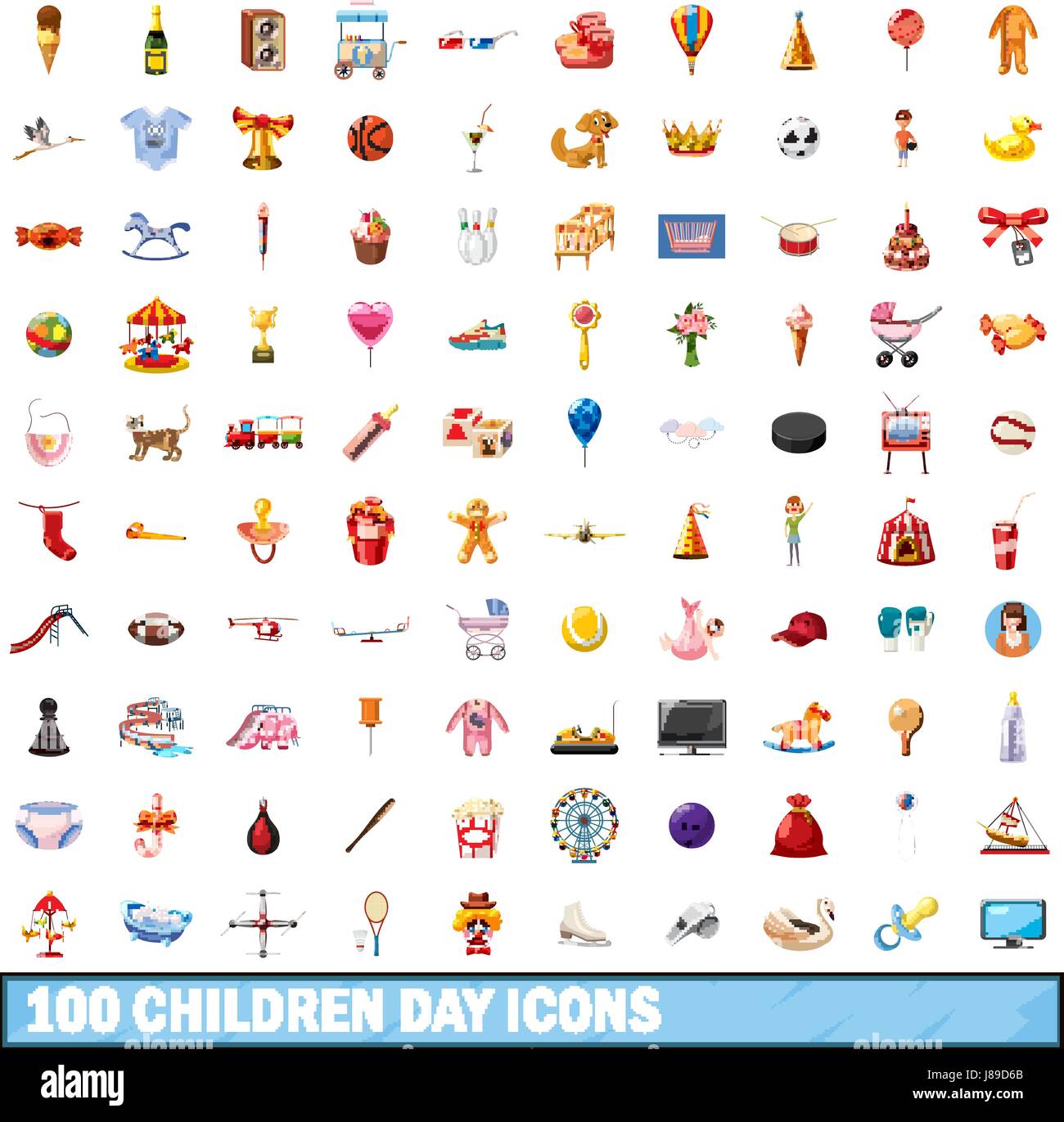100 children day icons set, cartoon style Stock Vector Image & Art - Alamy