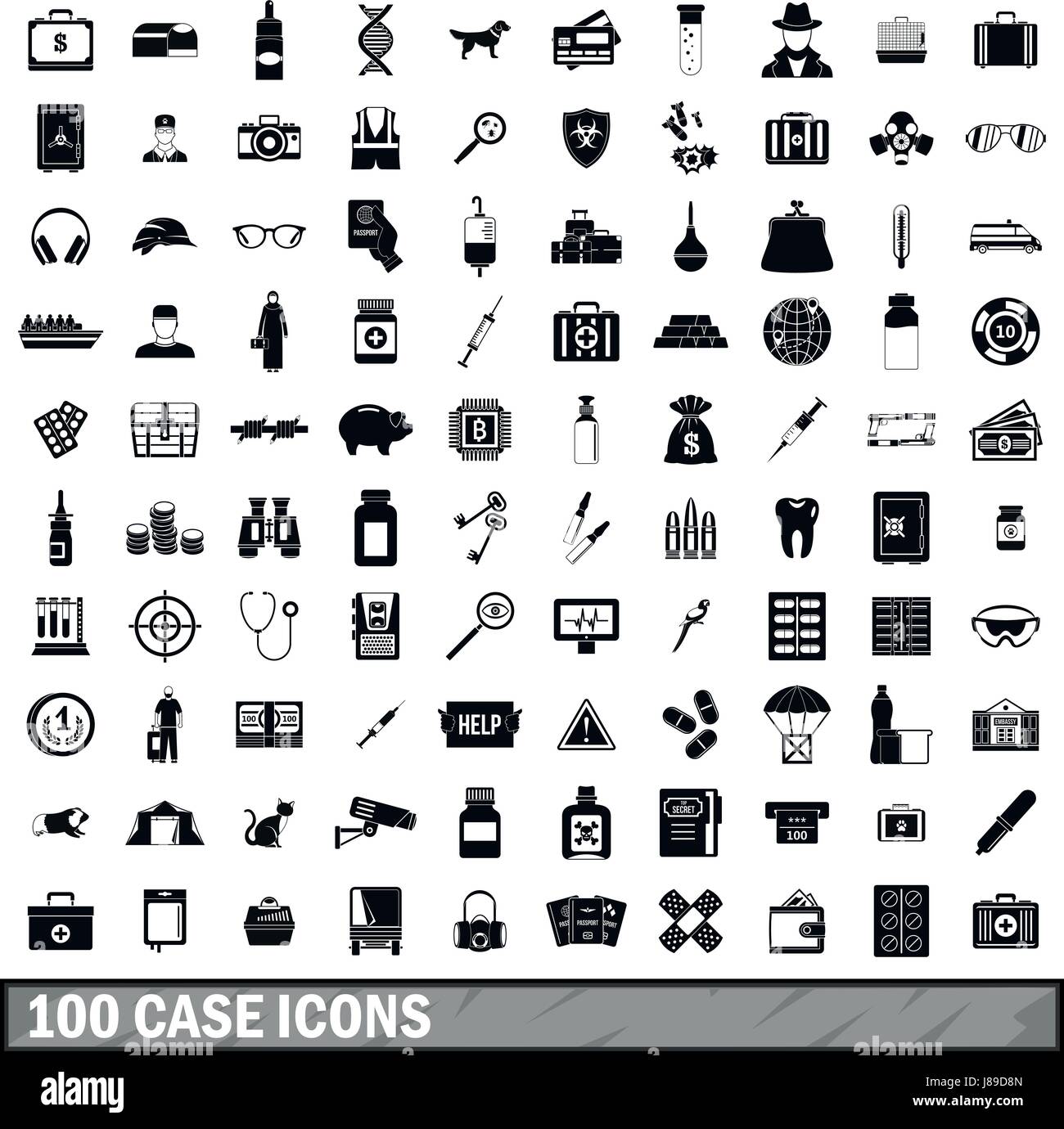 100 case icons set, simple style Stock Vector Image & Art - Alamy