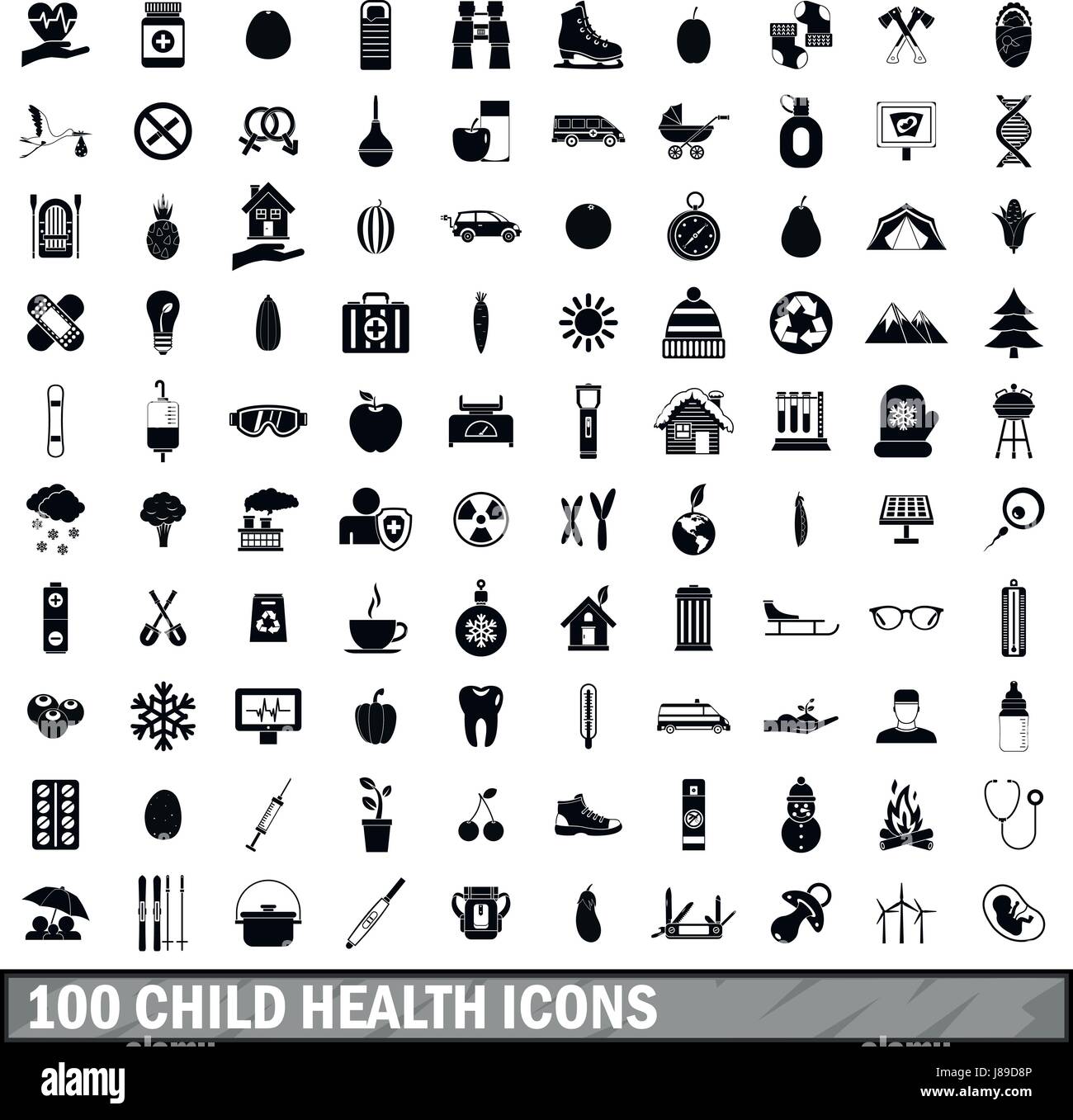 100 child health icons set, simple style Stock Vector Image & Art - Alamy