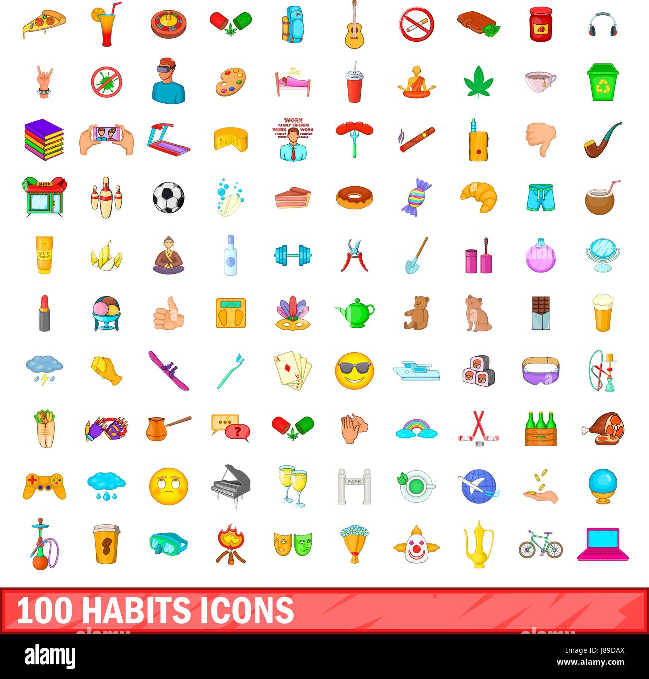 100 habits icons set, cartoon style Stock Vector Image & Art - Alamy