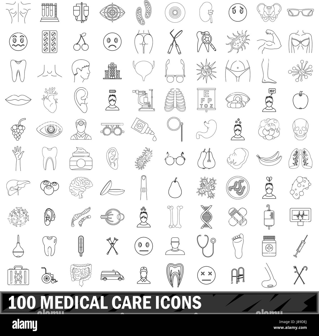100 medical care icons set, outline style Stock Vector Image & Art - Alamy