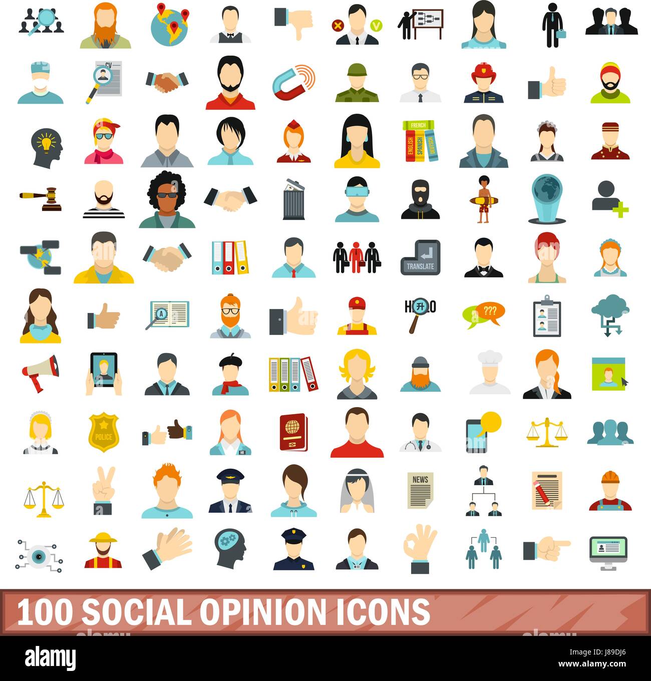 100 social opinion icons set, flat style Stock Vector Image & Art - Alamy