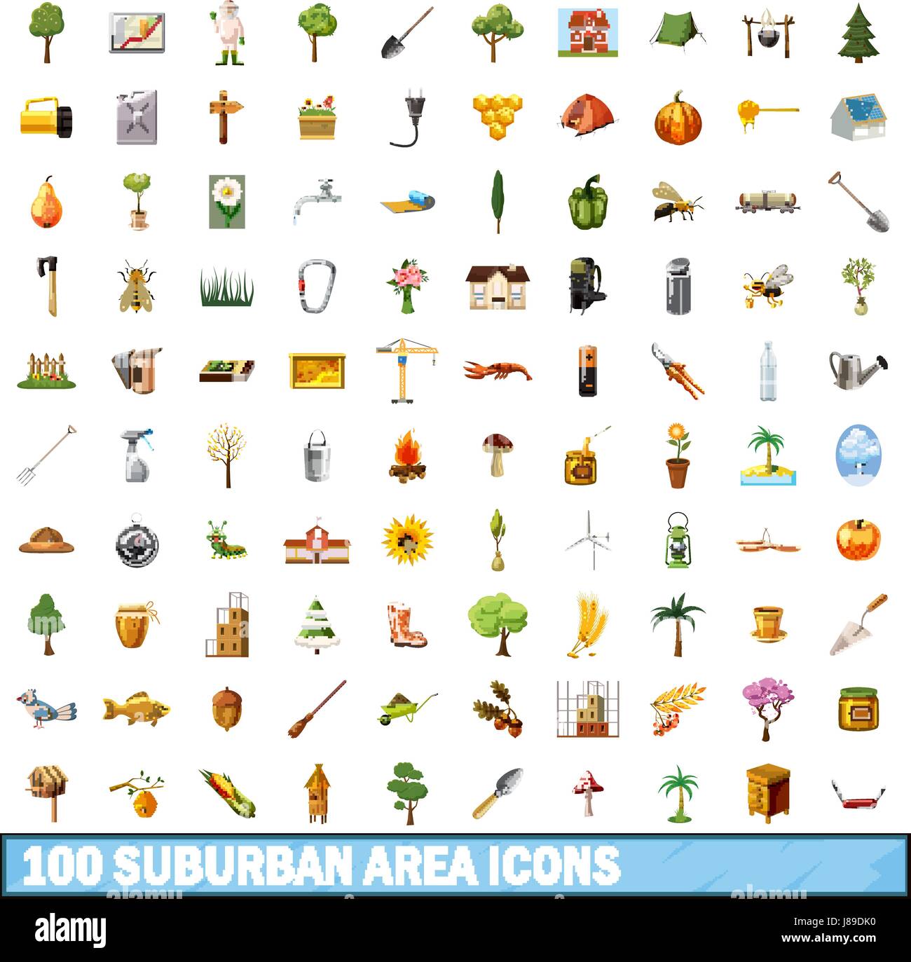100 suburban area icons set, cartoon style Stock Vector Image & Art - Alamy