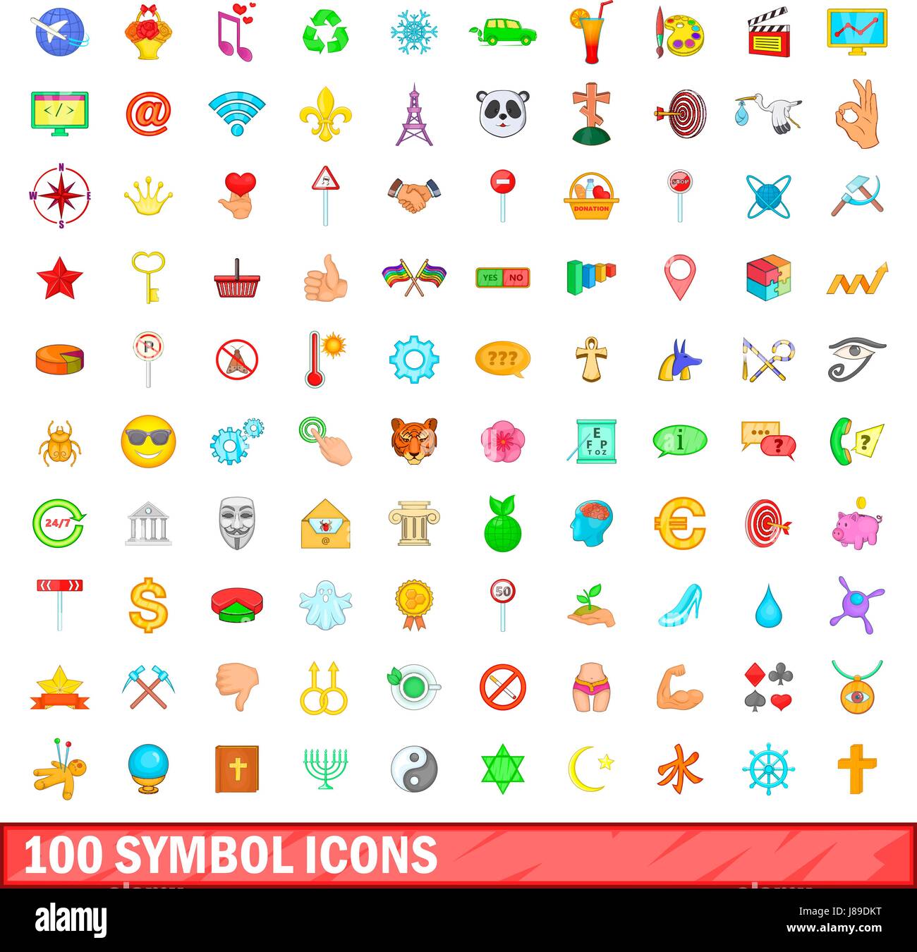 100 symbol icons set, cartoon style Stock Vector Image & Art - Alamy
