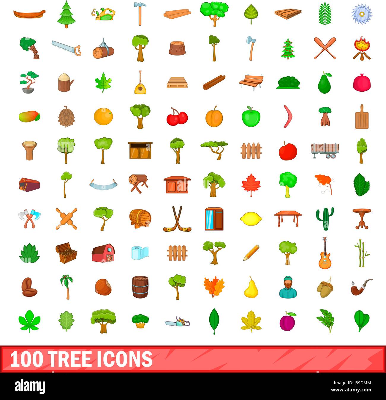 100 tree icons set, cartoon style Stock Vector Image & Art - Alamy