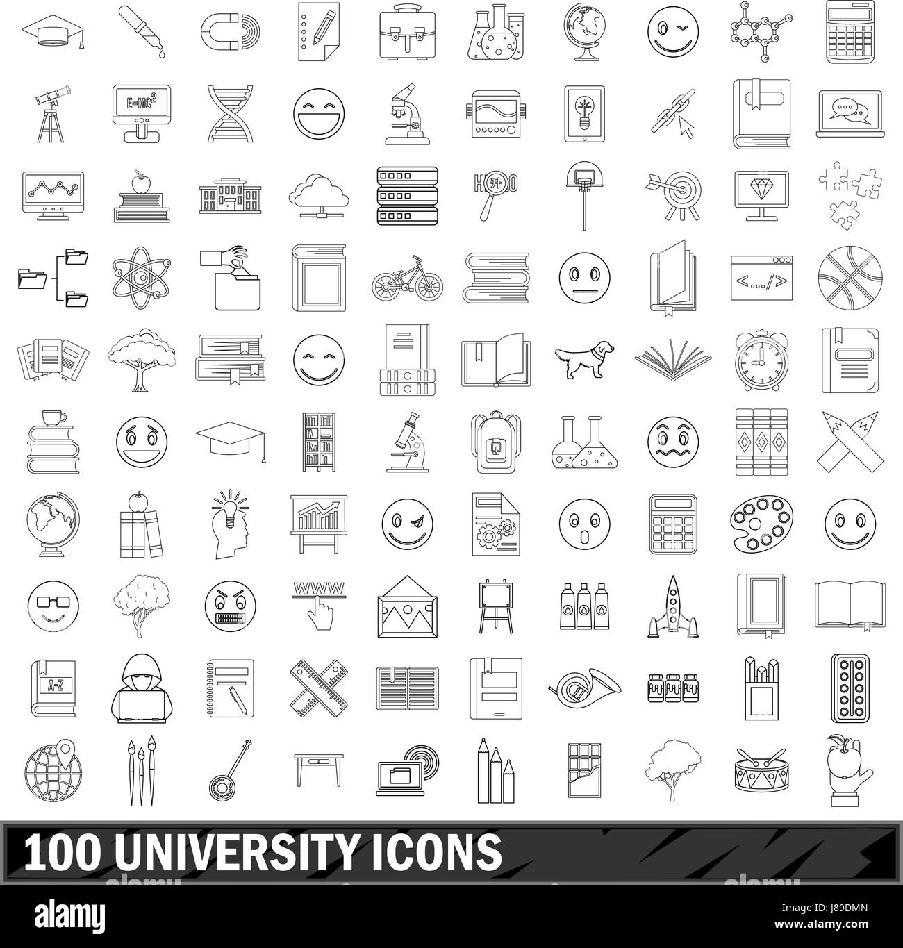 100 university icons set, outline style Stock Vector Image & Art - Alamy