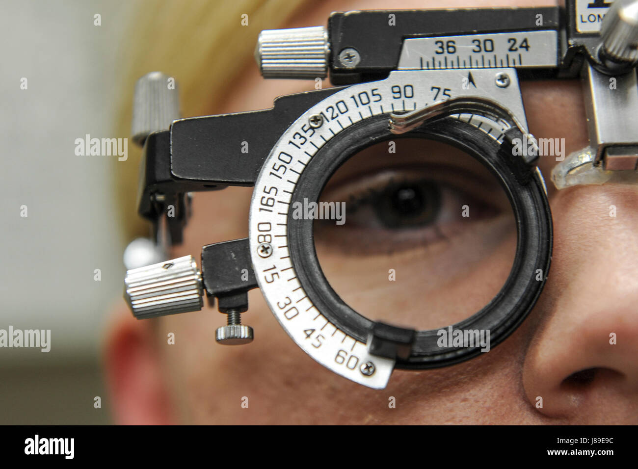 A patient wears a trial frame at Hurlburt Field, Fla., Jan. 9 2017. A ...