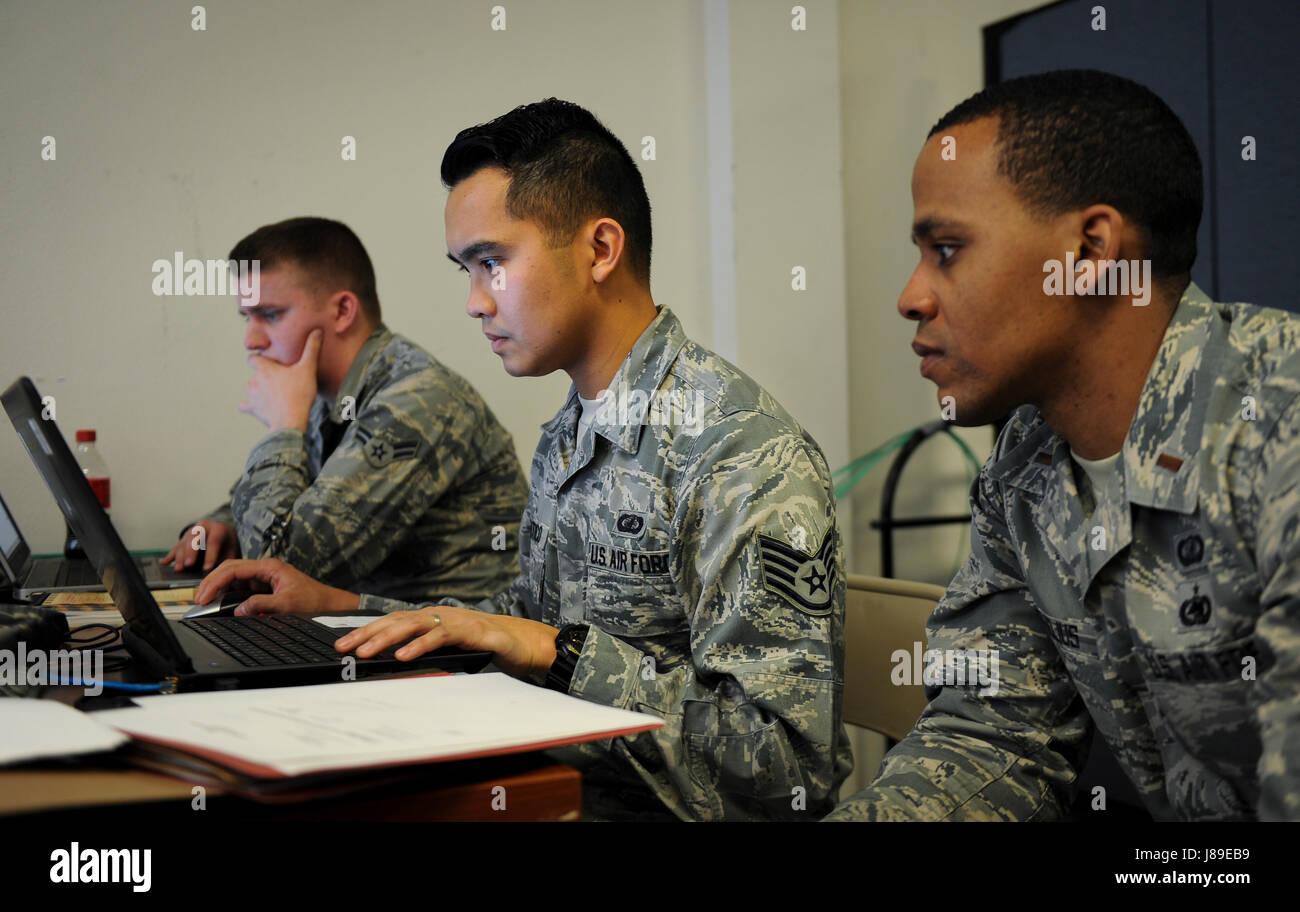 Airman 1st Class Kyle Gonyor, left, a contracting specialist with the ...