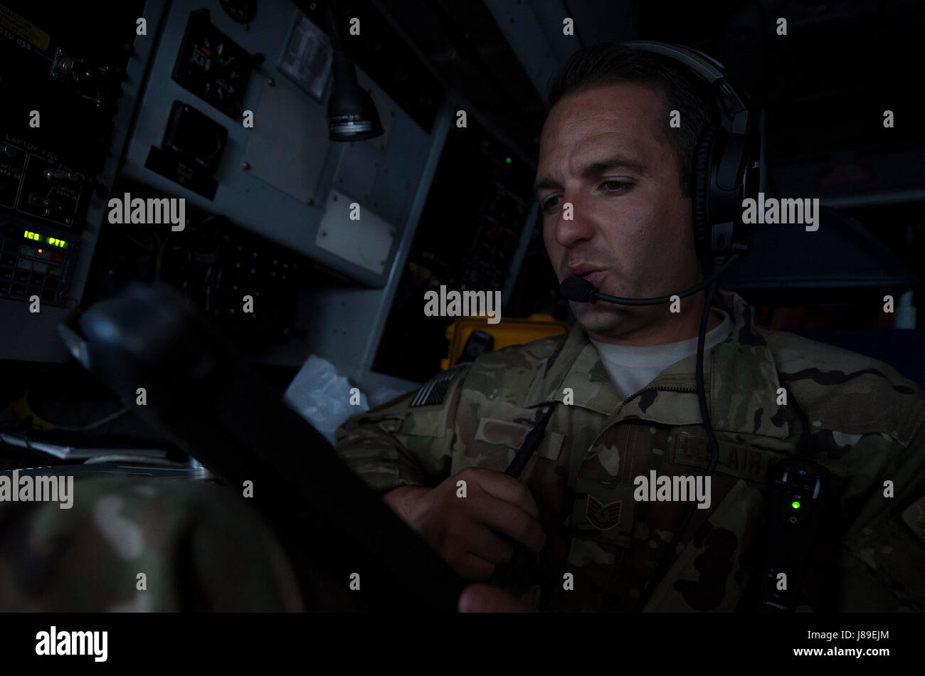 A boom operator, assigned to the 340th Expeditionary Air Refueling ...