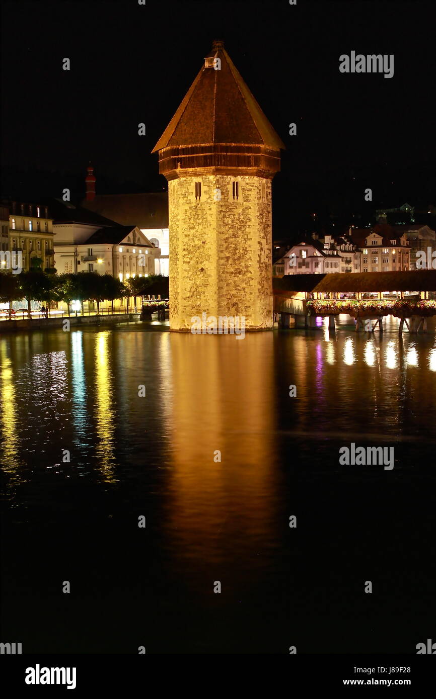 water tower by night Stock Photo - Alamy