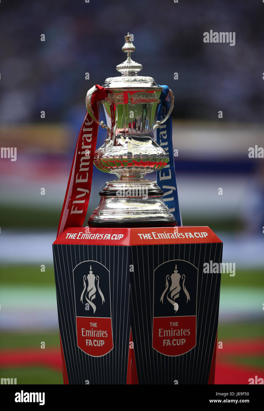A general view of the FA Cup trophy during the Emirates FA Cup Final at ...
