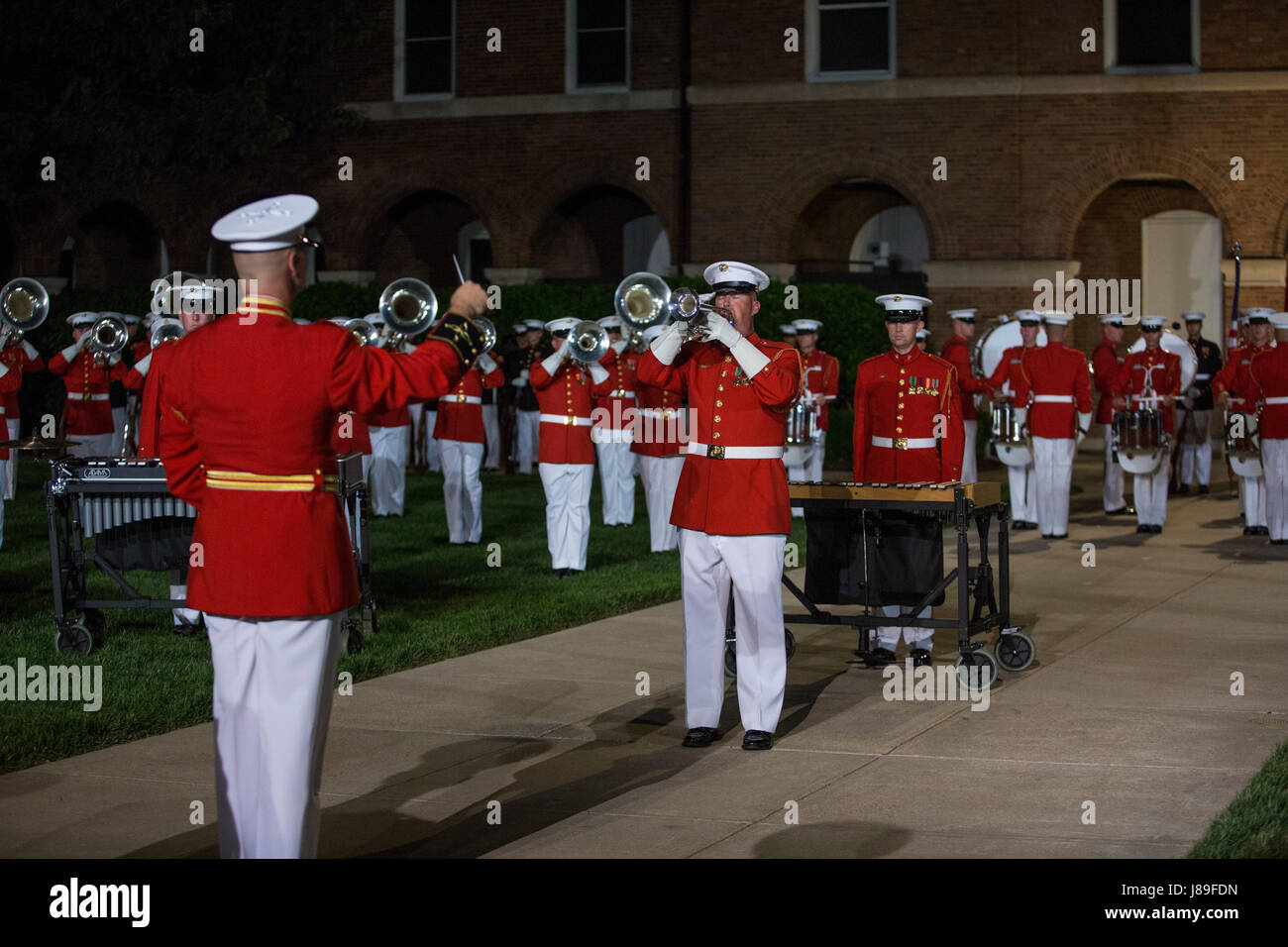 U.S. Marines with the United States Marine Drum and Bugle Corps perform ...