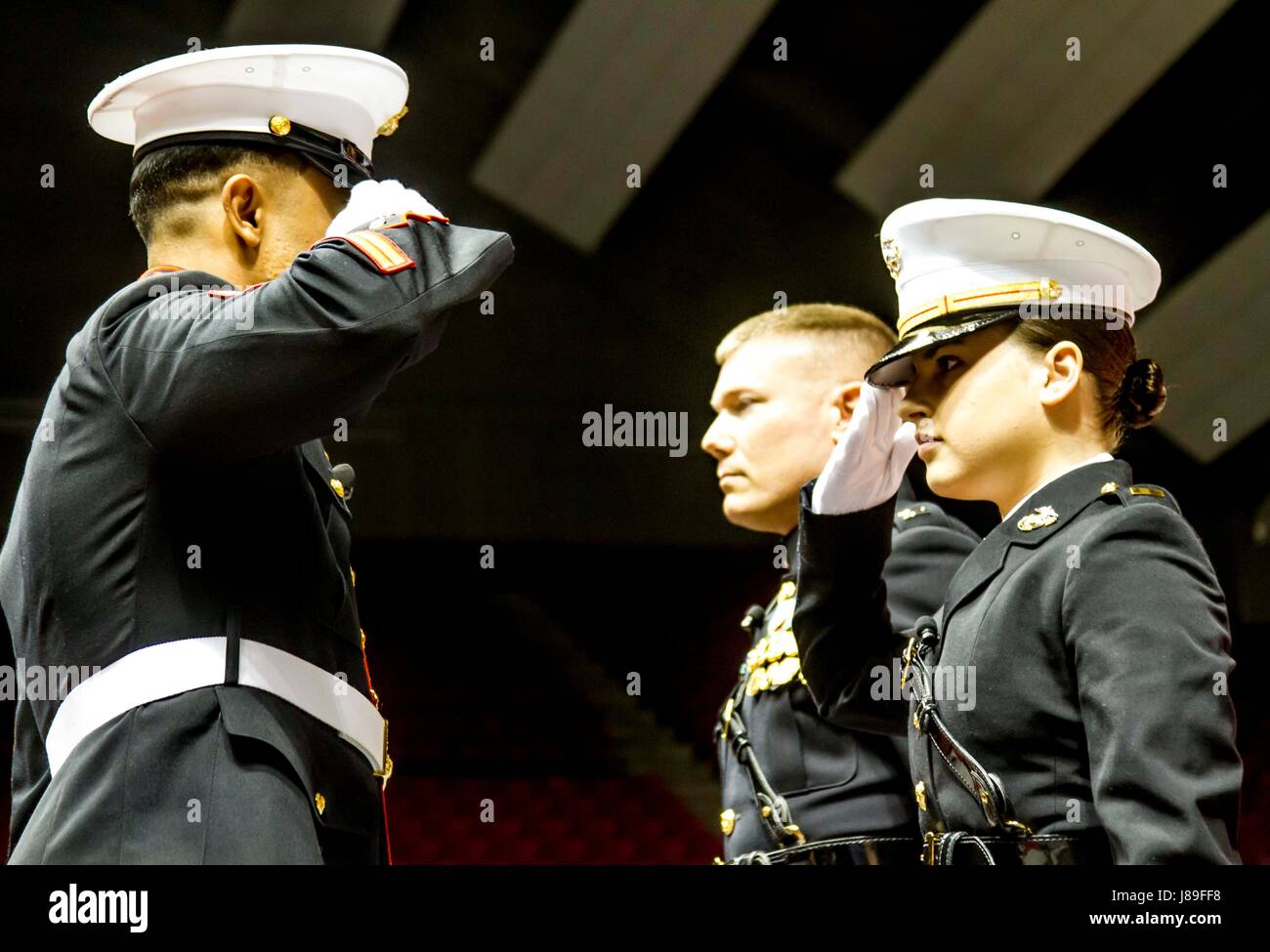 Second Lieutenant Mary Sanders receives her first salute as a Marine ...
