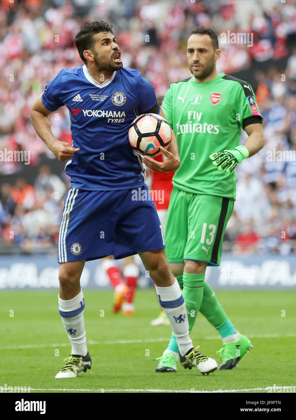 Chelsea's Diego Costa (left) shows his frustration during the Emirates ...