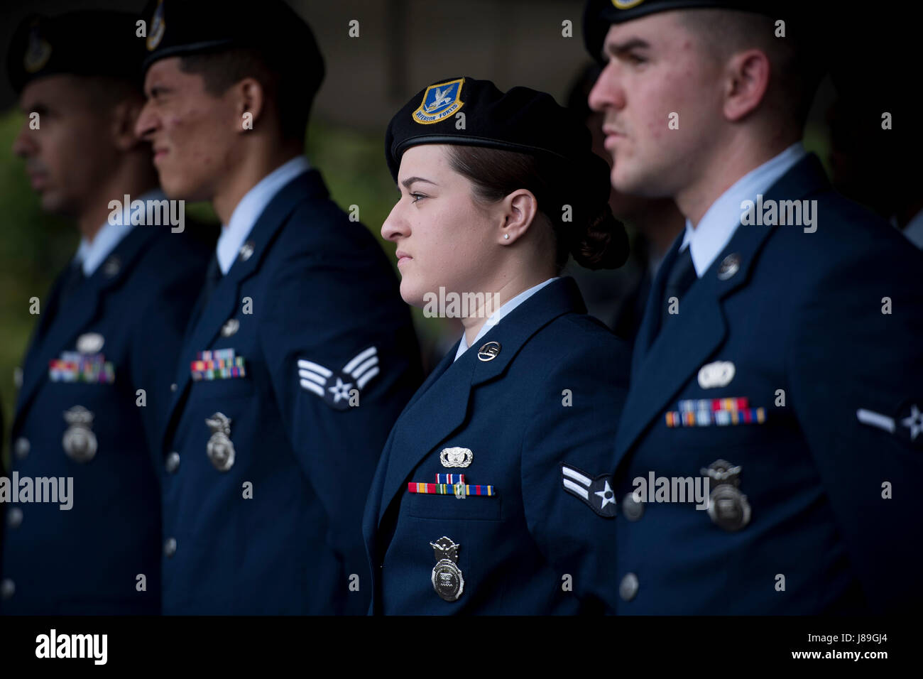 374th Security Forces Squadron members stand in formation during a ...