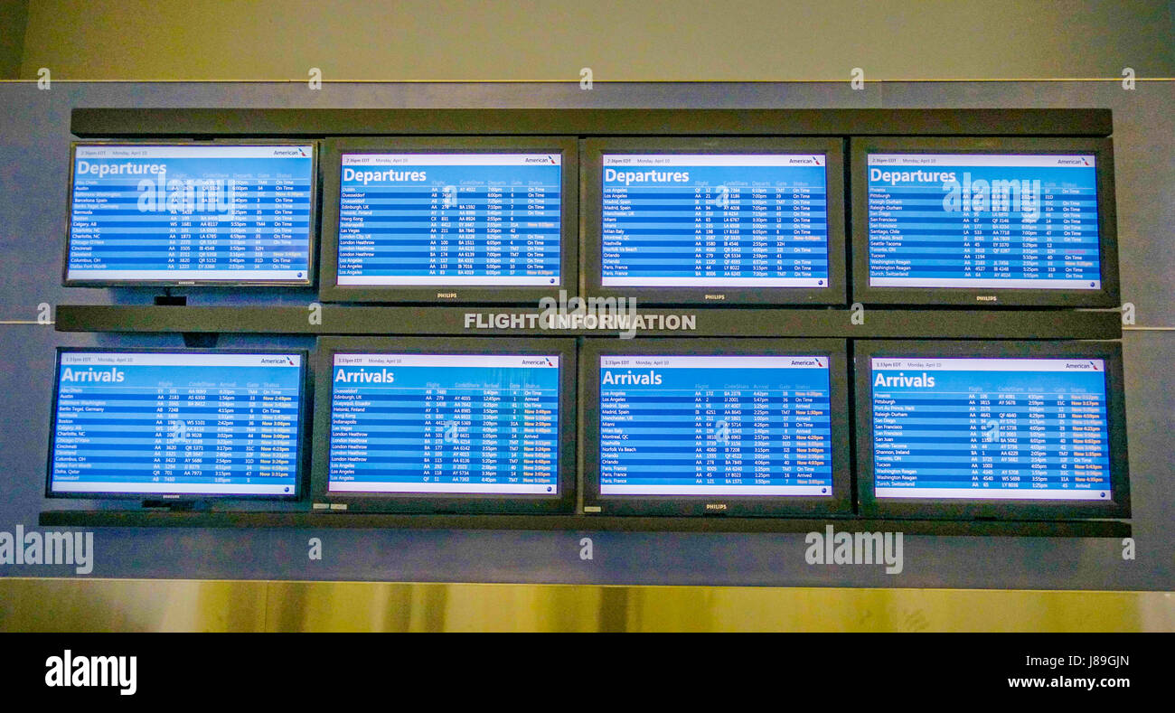 Departures and Arrivals screens at the airport DALLAS - TEXAS - APRIL ...