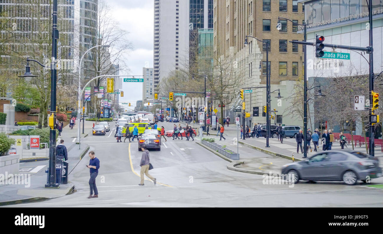 Street view in Vancouver - VANCOUVER - CANADA - APRIL 12, 2017 Stock ...