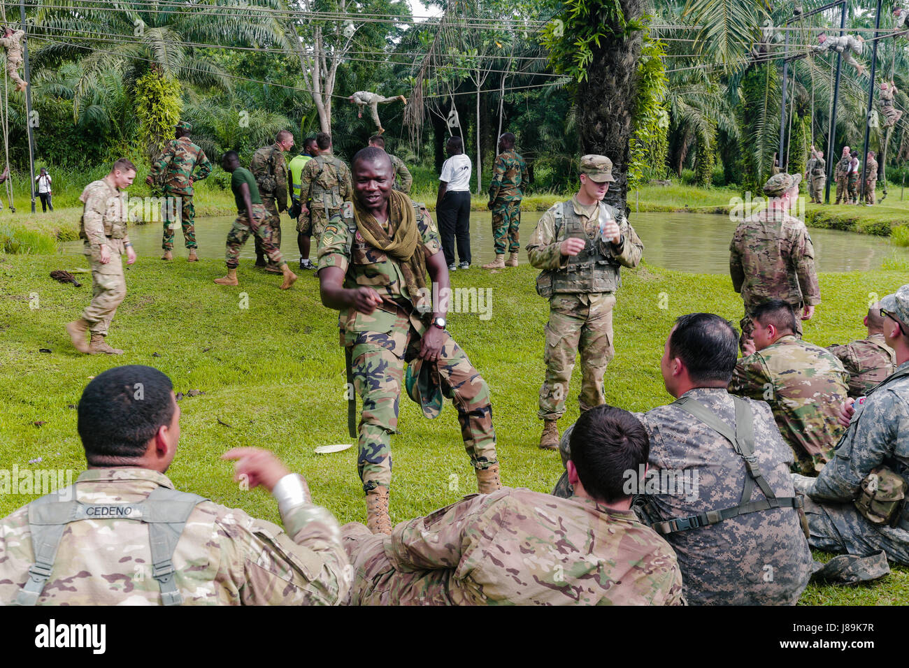 Ghanaian Armed Forces Sgt. M Agyemang instructs U.S. Soldiers assigned ...