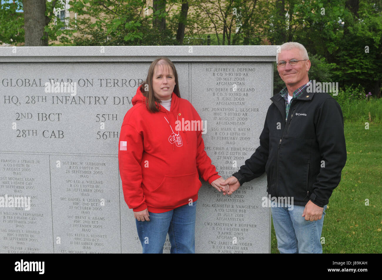 Roy and Sherry Edmundson of Willamsburg, Pa. pause at the 28th Infantry ...