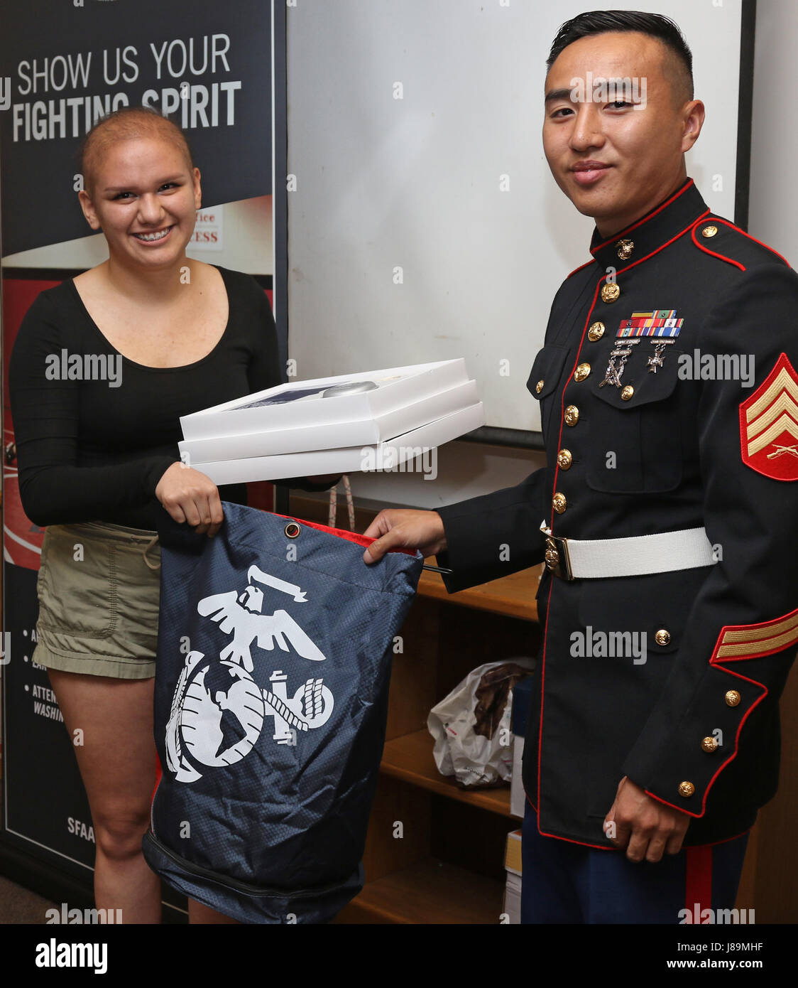 Andrea Ramirez receives her Semper Fidelis All-American Program kit ...