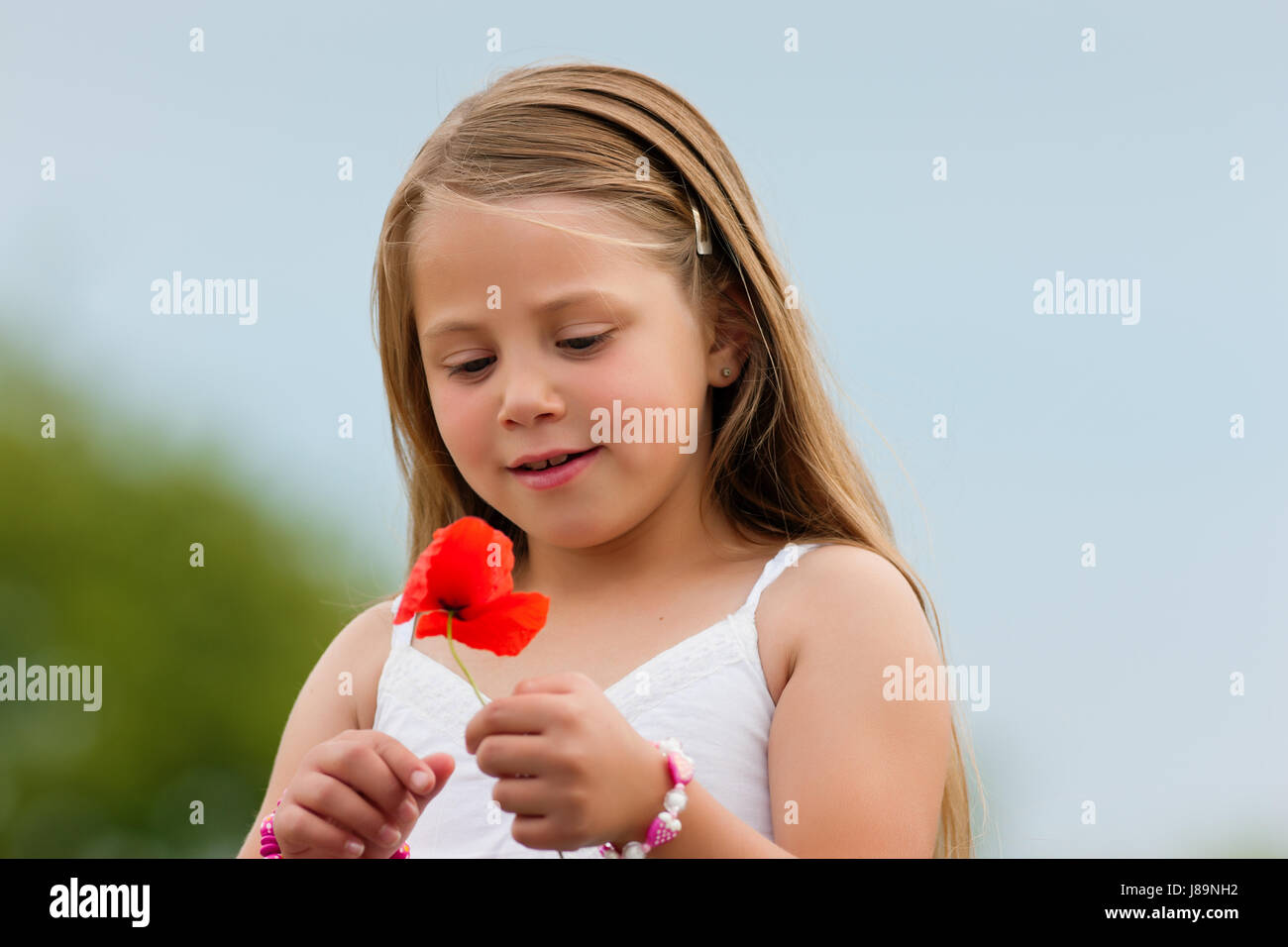family - happy child with poppy Stock Photo - Alamy