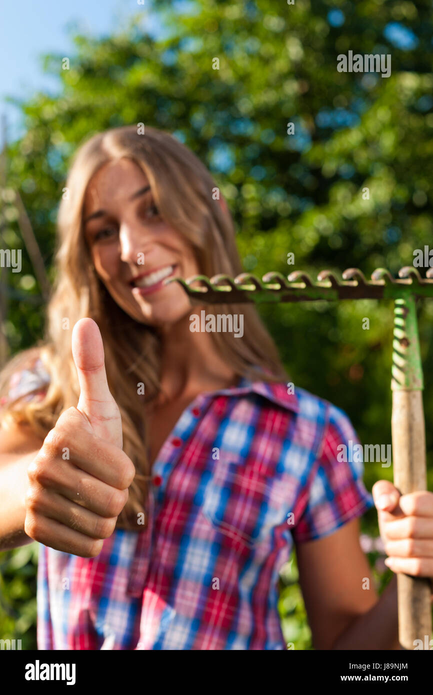 woman, garden, summer, summerly, gardener, gardening, gardens, rake ...