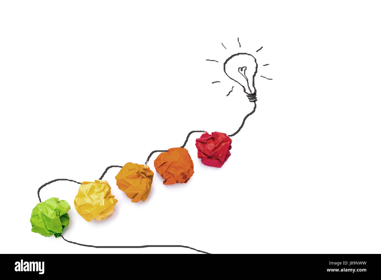 Concept idea with colorful paper and graphic of light bulb isolate on ...