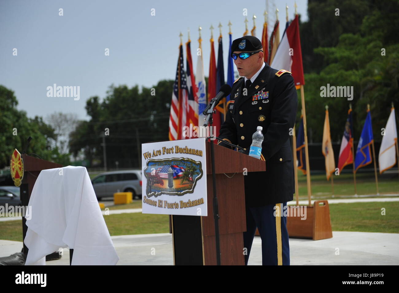 Col. Michael T. Harvey, Fort Buchanan Garrison Commander, delivers ...