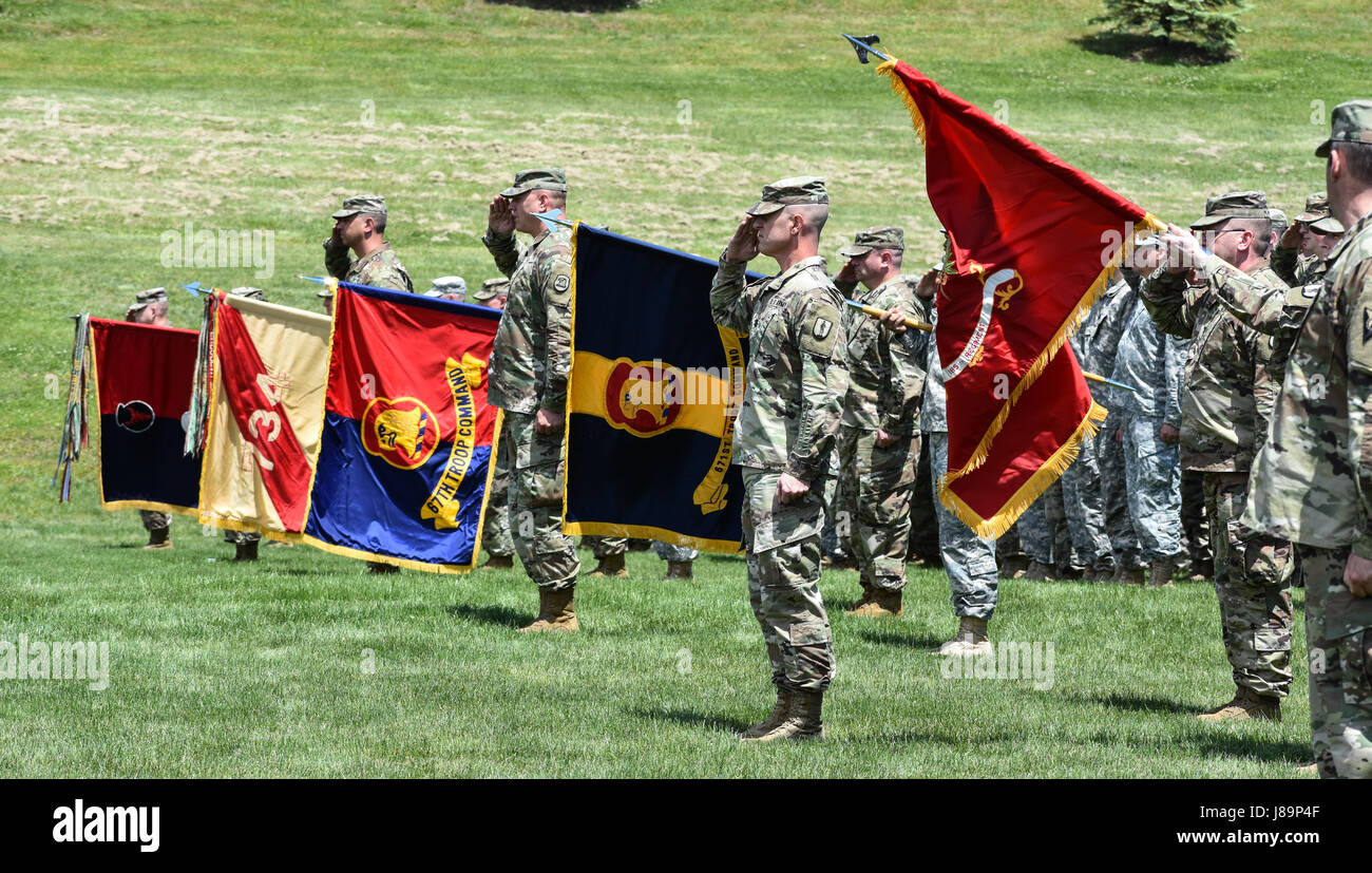 Members of the Iowa National Guard conduct Retreat as the 88th Regional ...