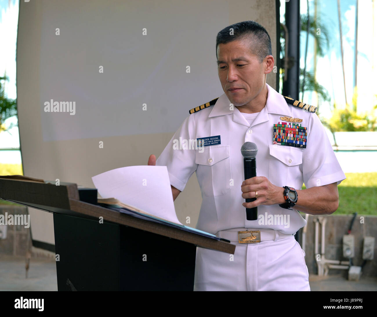 For guest speaker U.S. Navy Capt. Loren K. Masuoka, Medical Officer for ...
