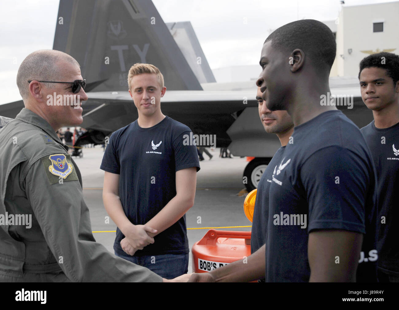 Air Force Maj. Gen. Thomas Bussiere, Eighth Air Force commander, meets ...