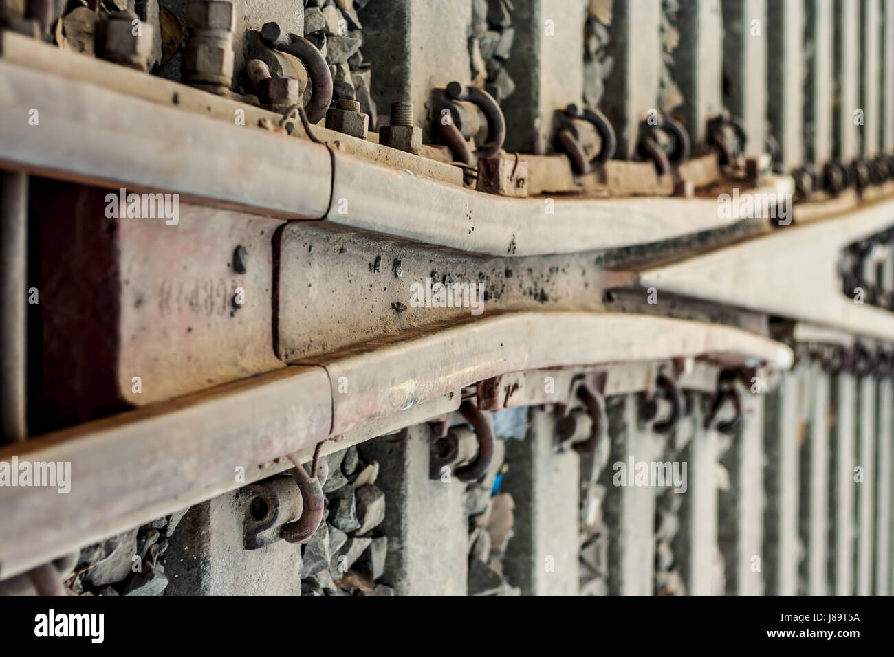 Main joint of railway track Stock Photo - Alamy