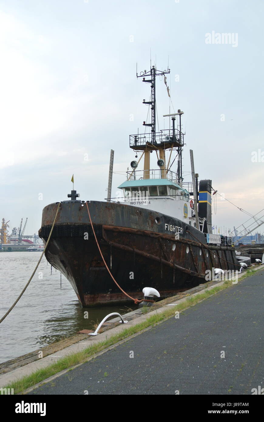 Tug Fighter moored at Schiehaven, Rotterdam, Netherlands Stock Photo ...