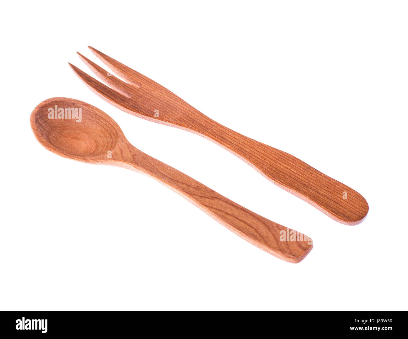 Wooden dessert fork and spoon Stock Photo - Alamy