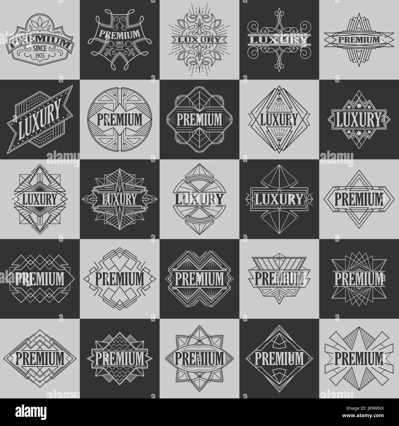 Geometric badges Black and White Stock Photos & Images - Alamy