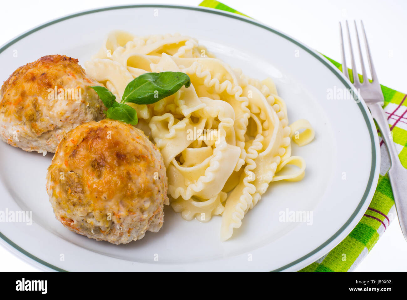 Pasta with cutlets for lunch Stock Photo - Alamy