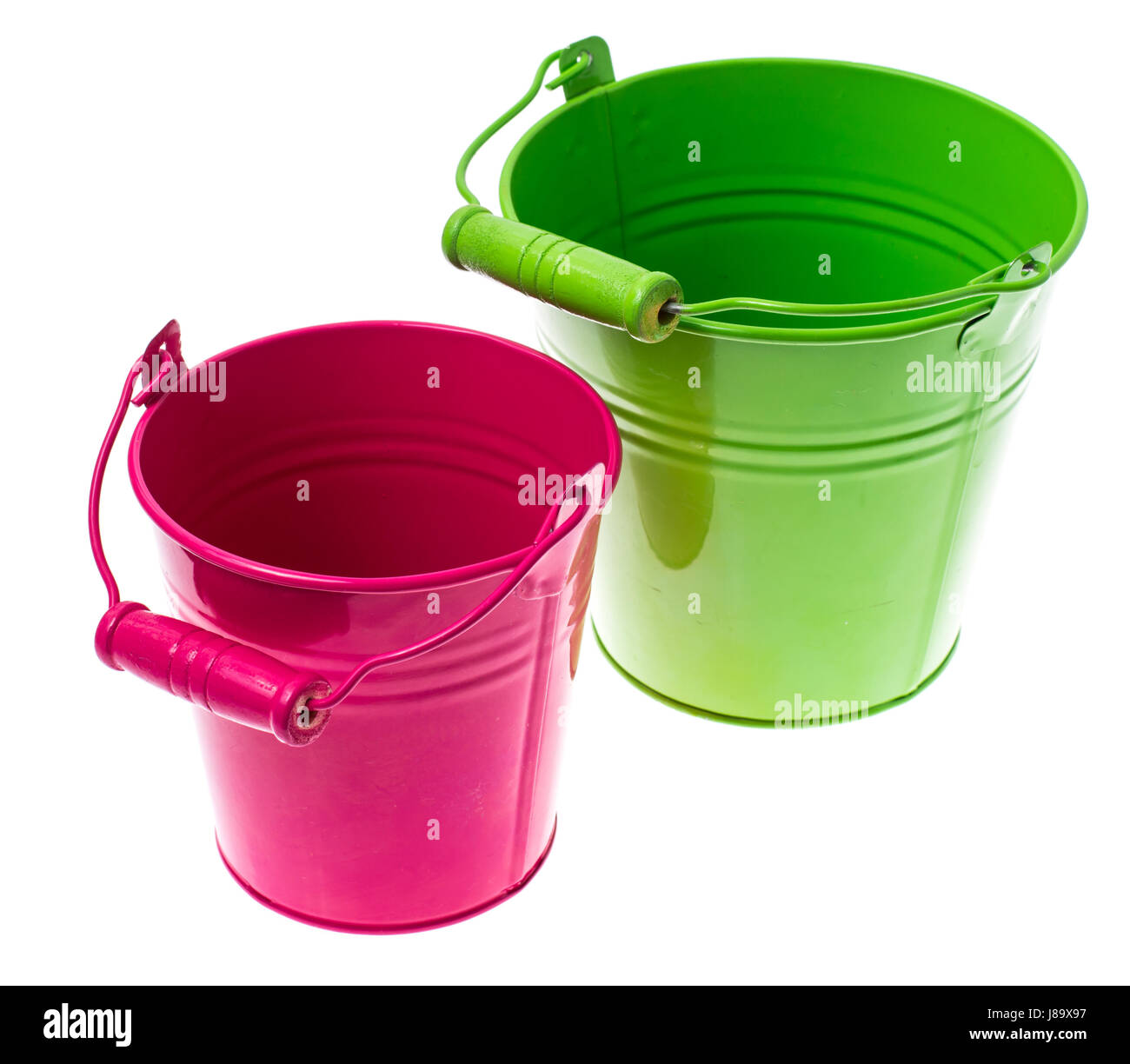 Colored decorative metal buckets Stock Photo - Alamy