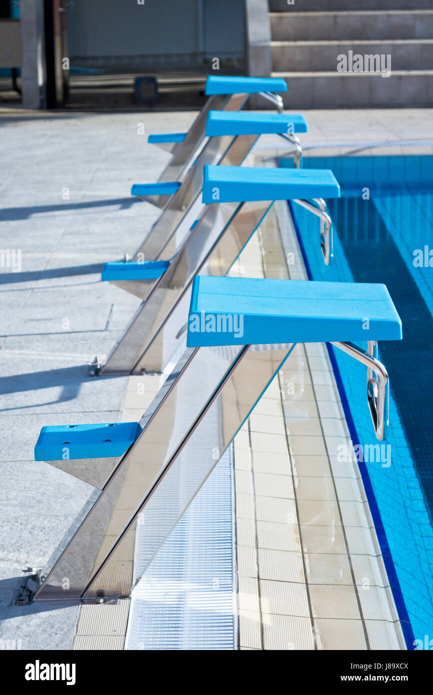 Swimming pool starting blocks numbers swimming hi-res stock photography ...