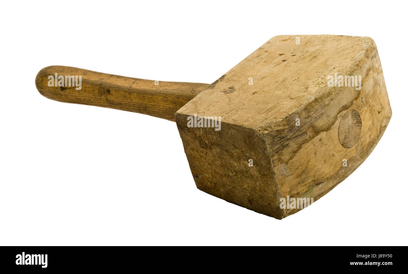 used wooden hammer Stock Photo - Alamy