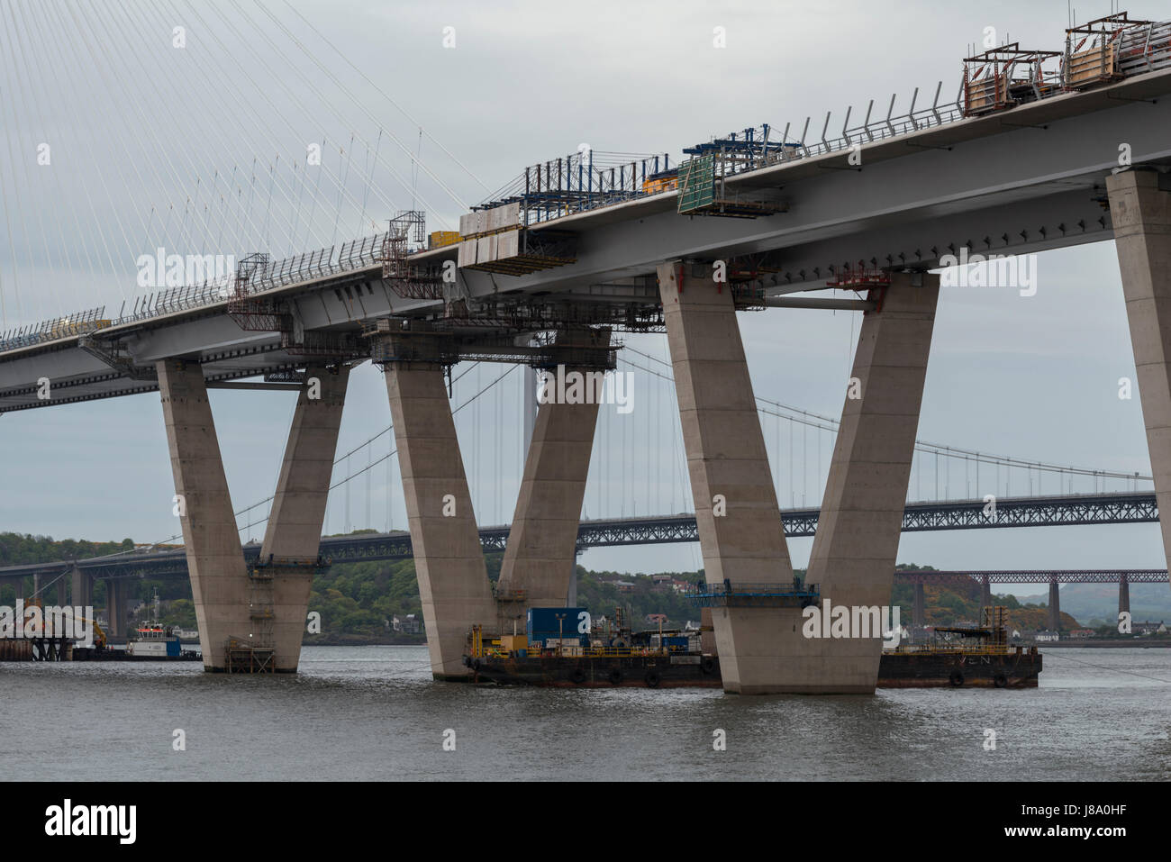 Queensferry Crossing under construction, river Forth, Queensferry ...
