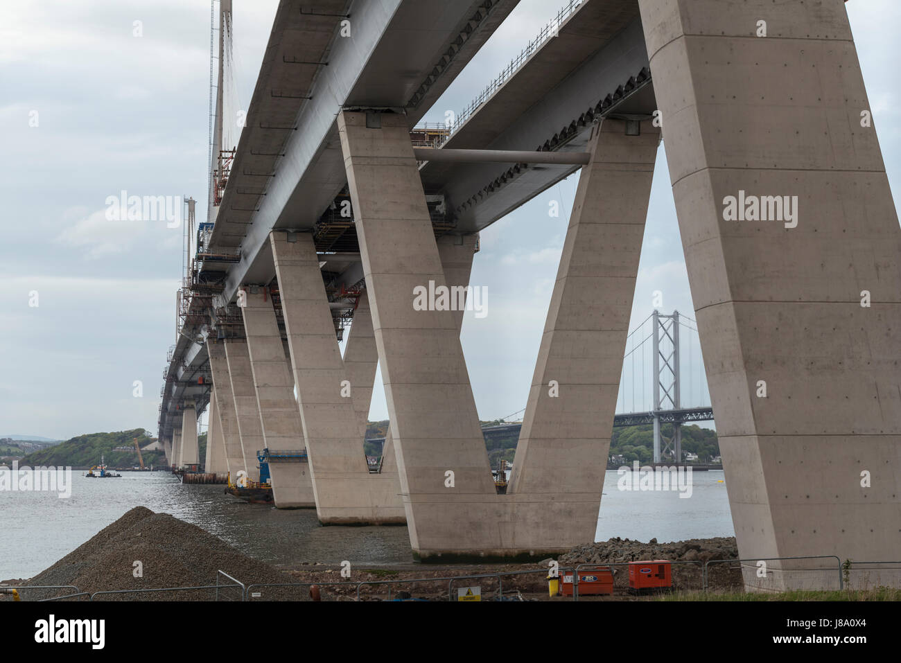 Queensferry Crossing under construction, river Forth, Queensferry ...